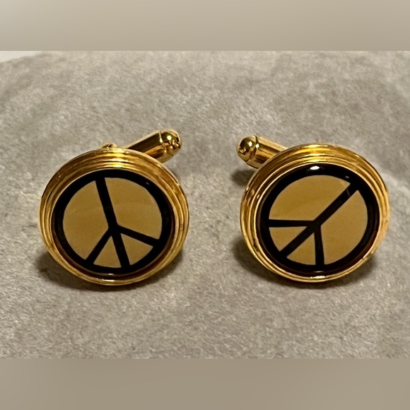 Source Unknown | Accessories | Yellow And Black Peace Sign Cuff Links ...
